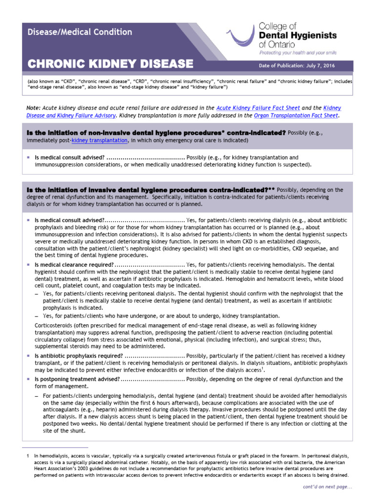 CDHO Factsheet CKD | PDF | Chronic Kidney Disease | Kidney Disease