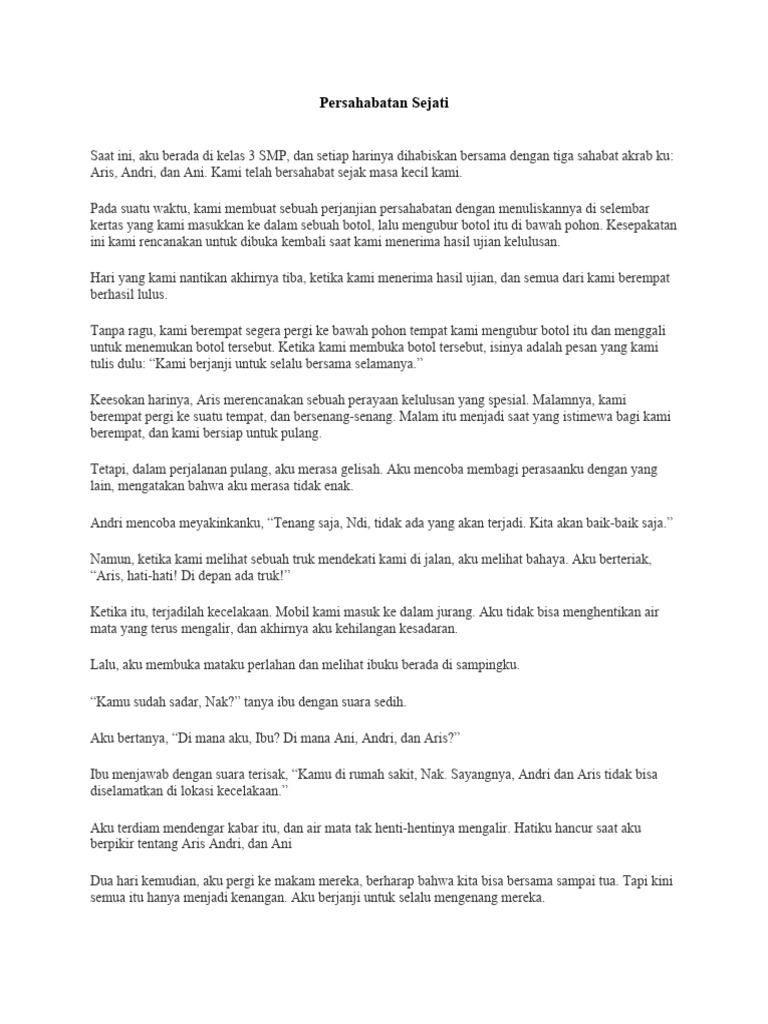 Cerpen Persahabatan Sejati | PDF