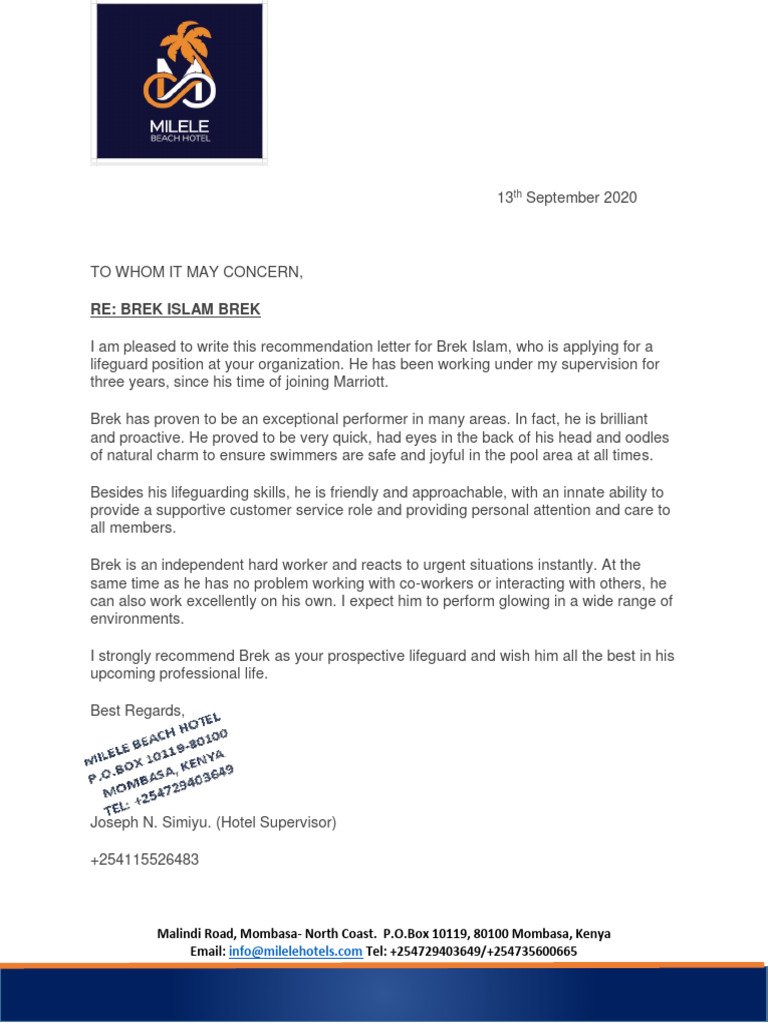 Brek Islam Lifeguard Recomm | PDF