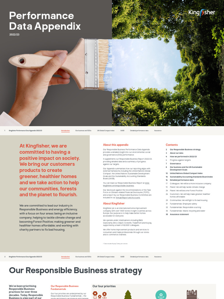 Kingfisher PLC Perfomance Data Appendix 2022 23 | PDF | Sustainability | Natural Environment