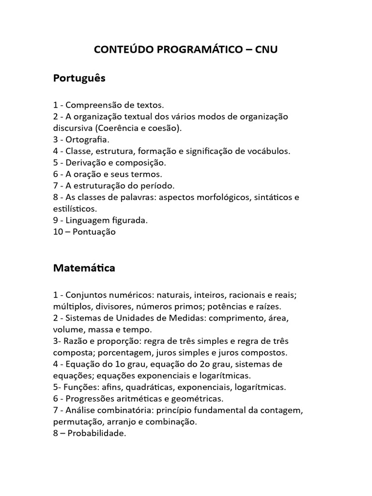 Alice - Conteudo Programático CNU | PDF