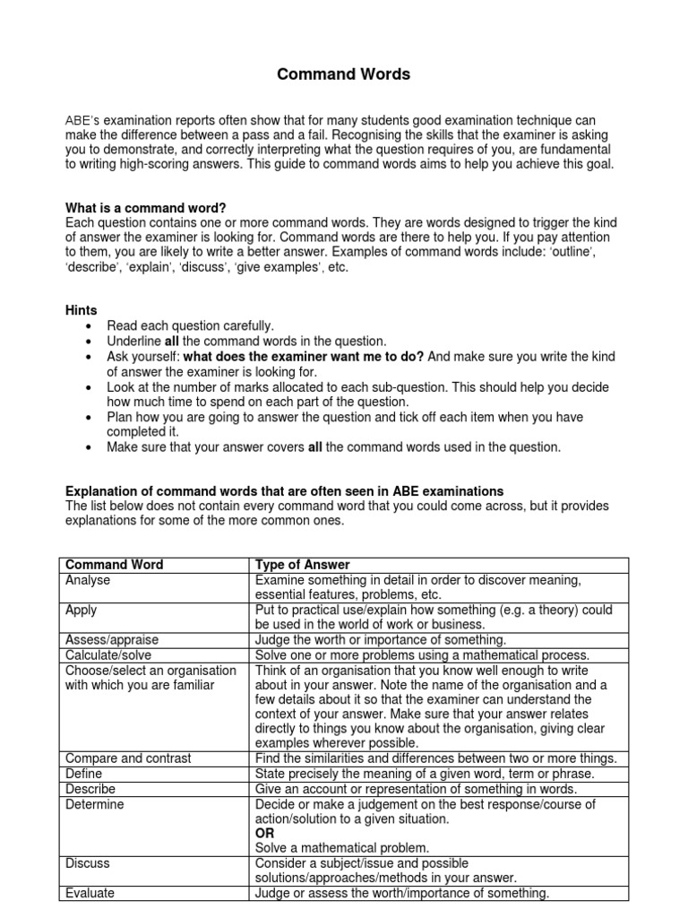 What Is A Command Word | PDF | Test (Assessment) | Epistemology