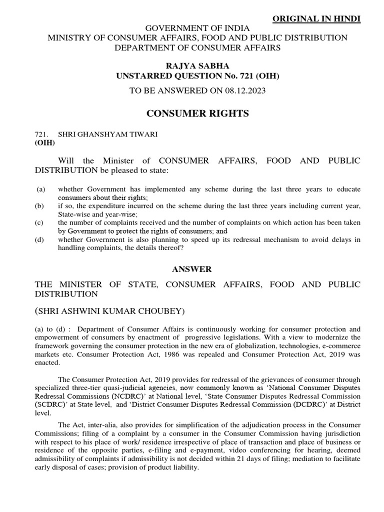 Consumer Rights Project Class 10 | PDF | Consumer Protection | Justice