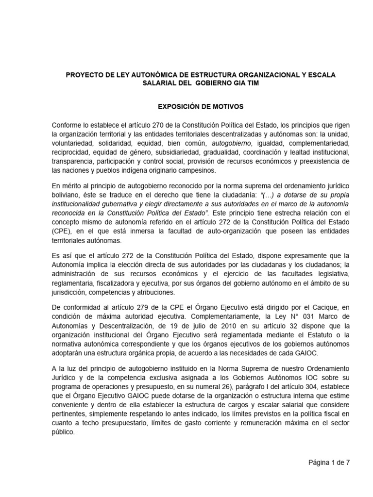 Ley de Estructura y Escala Salarial GIA TIM | PDF | Estado (política) | Constitución