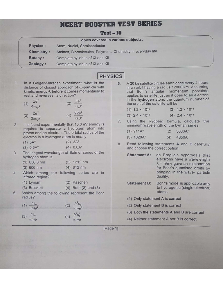 Aakash NBTS 10 | PDF