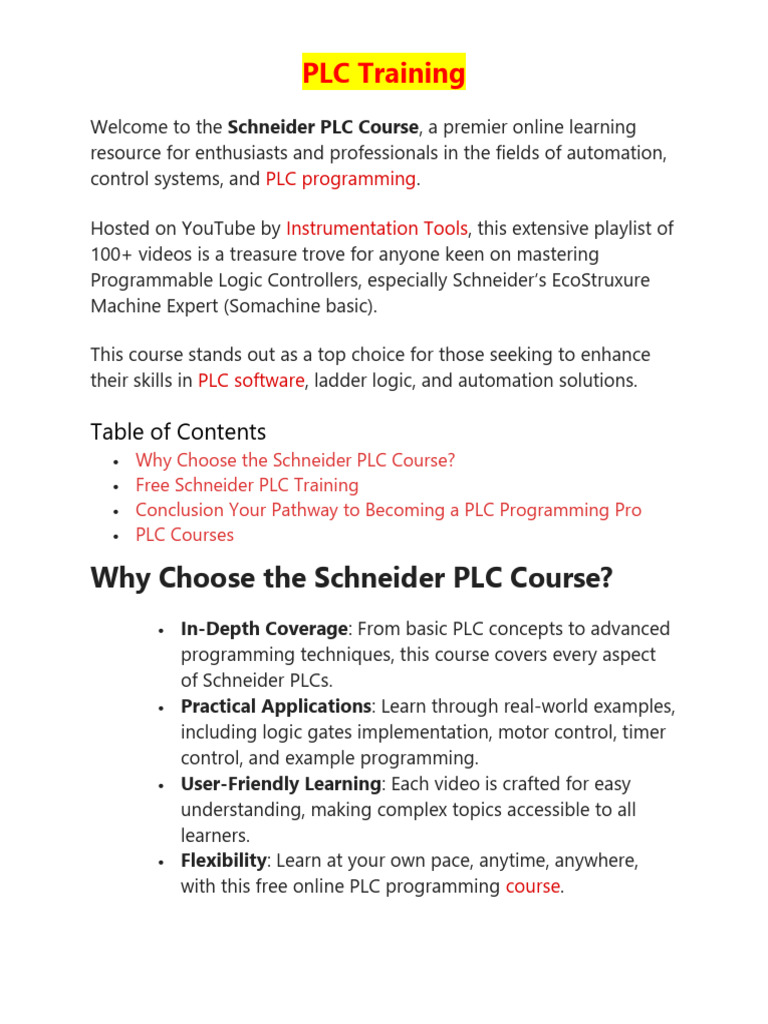 Free PLC Training and Courses | PDF