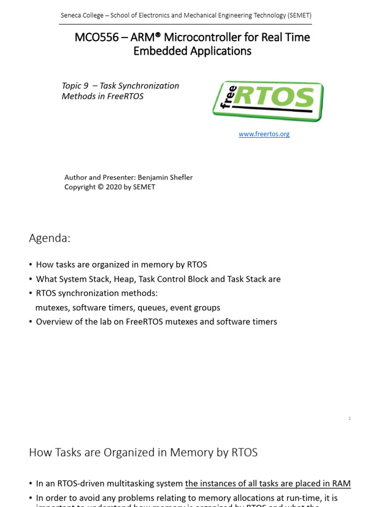 Topic9 RTOS-TasksSynchronization Mco556 | PDF