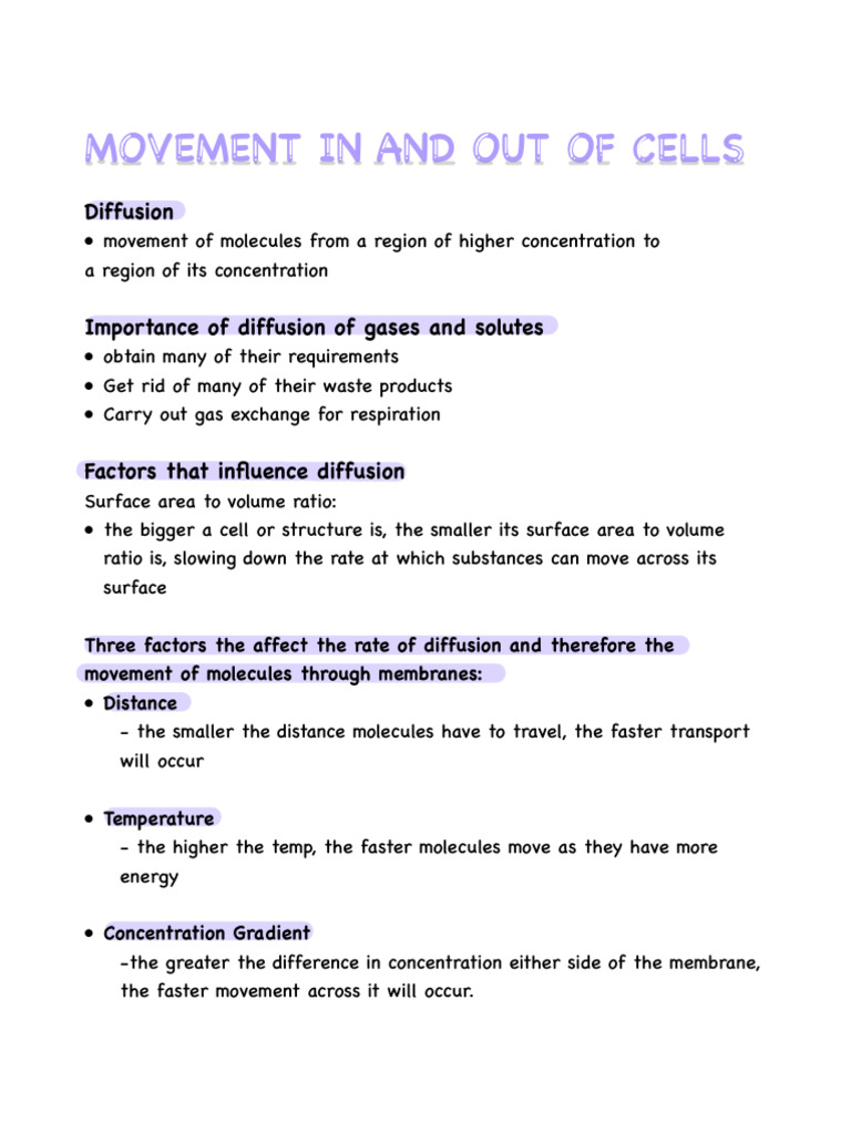 Biology movement in and out of cell note | PDF | Cell Membrane | Osmosis