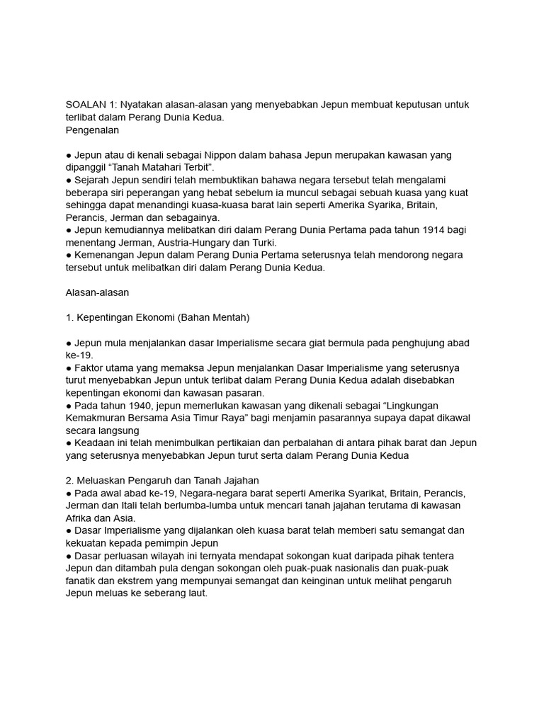 Alasan Jepun Terlibat pd2 | PDF