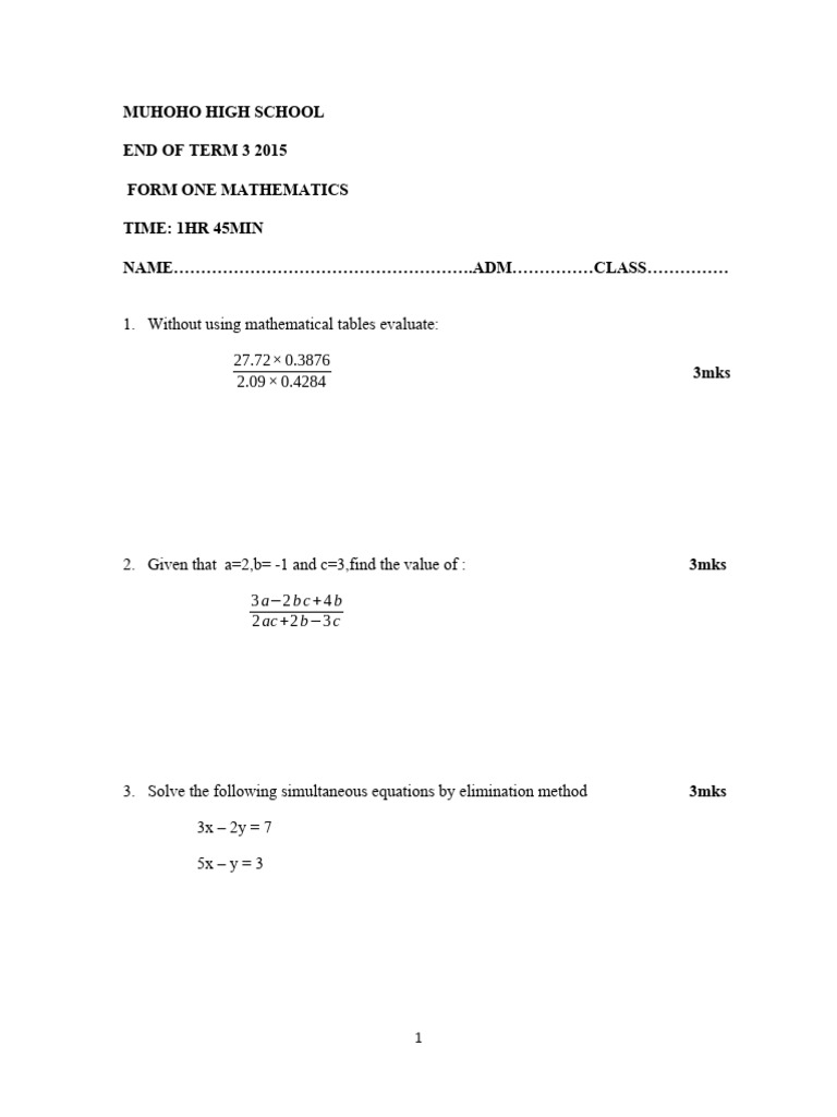 Form One Maths | PDF | Circle | Angle