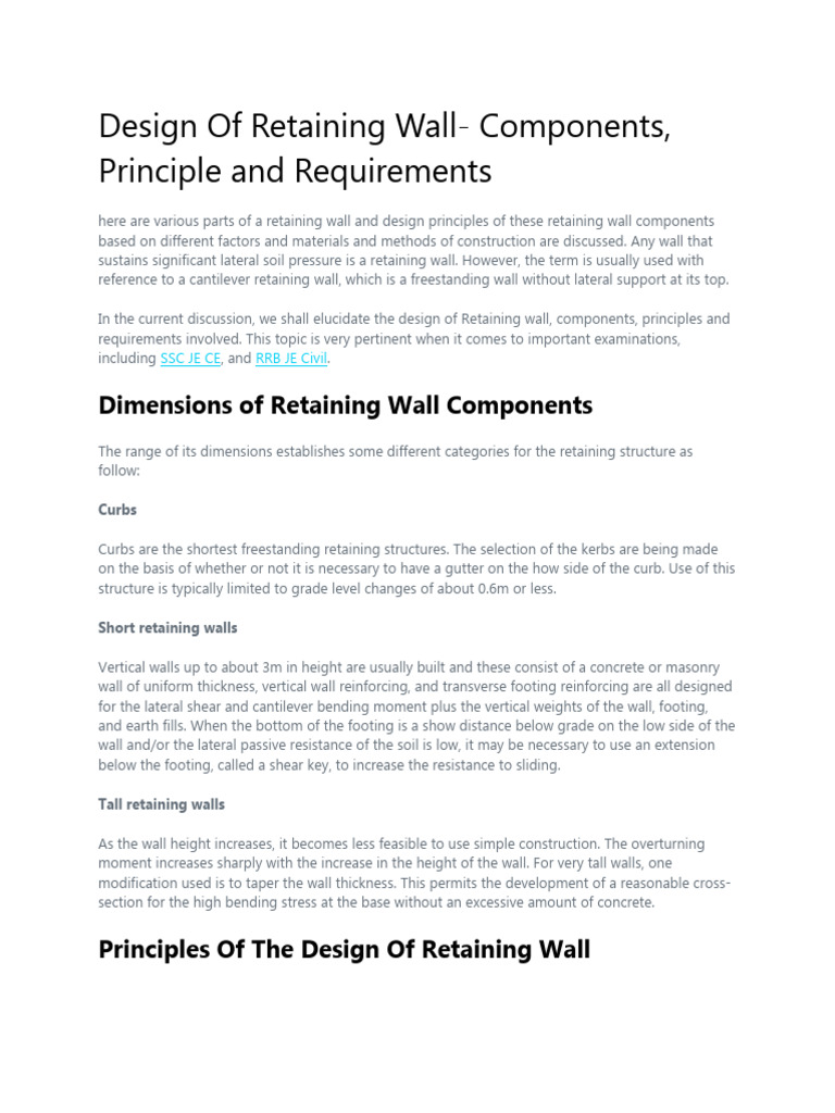 Design of Retaining Wall | PDF | Building Engineering | Civil Engineering