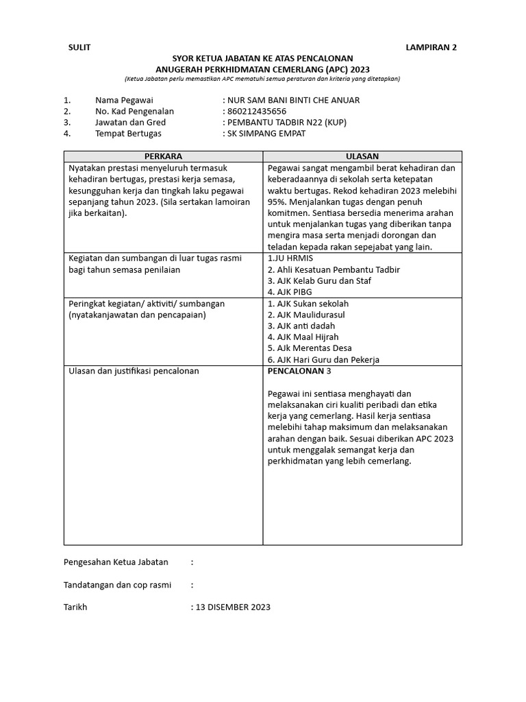 Sulit Lampiran A2 | PDF