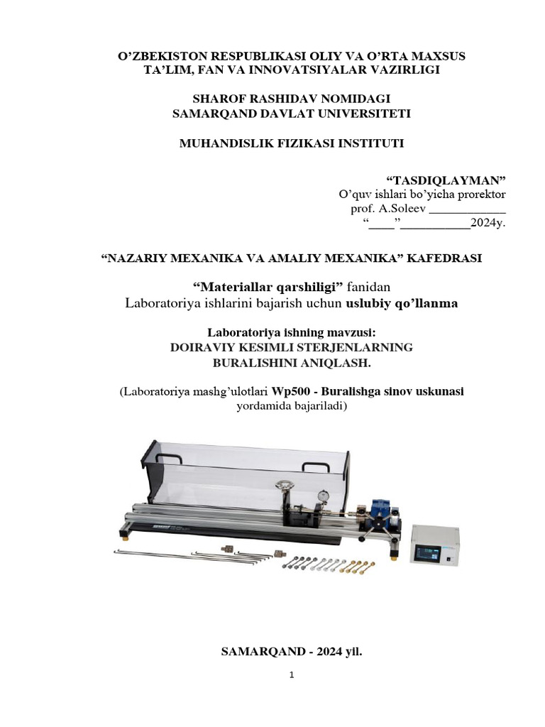 Materiallar Qarshiligi: Buralish Sinovi | PDF