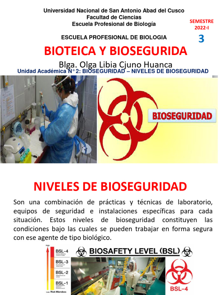 Bioseguridad III - Niveles de Bioseguridad | PDF