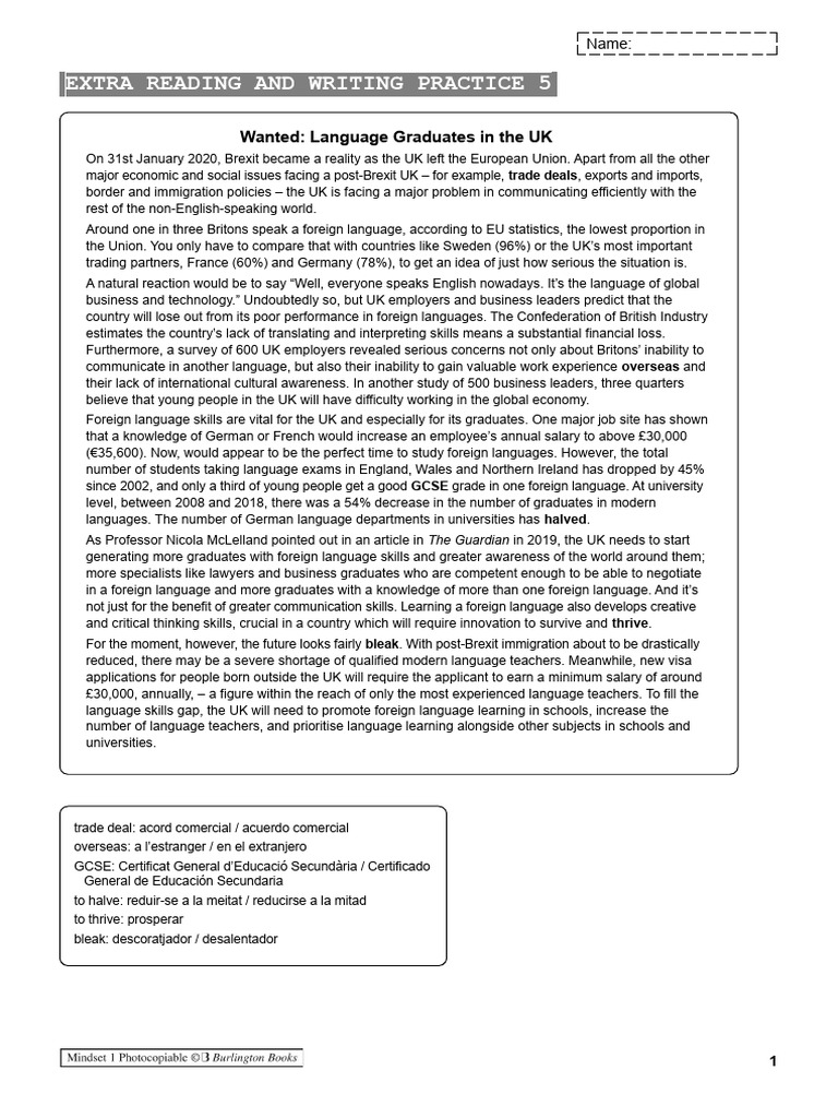 05mindset1 ExtraReadWritePrac5 | PDF