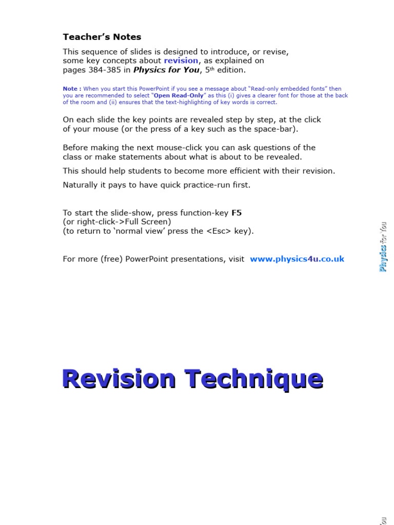 Revision Technique | Download Free PDF | Cognition | Cognitive Science
