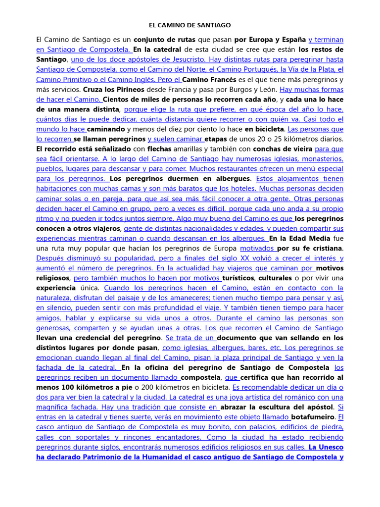 El Camino de Santiago | PDF | Camino de santiago | Santiago de compostela