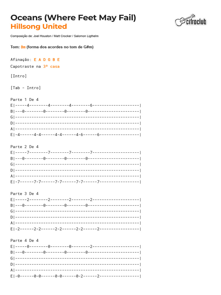 Oceans Chords and Tabs Guide | PDF | Popular Music | Radio Formats