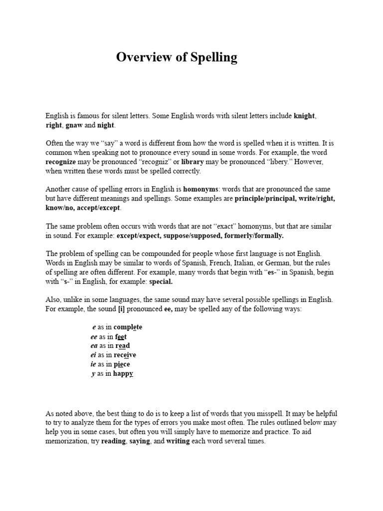 SPELLING | PDF | Phonetics | Language Families