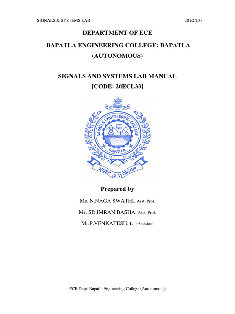 20ecl33 SS Lab Manual | PDF | Matrix (Mathematics) | Phase (Waves)
