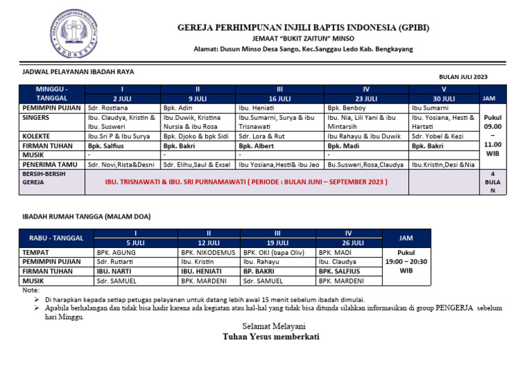Jadwal Pelayanan IR & MD - JULI 2023 | PDF