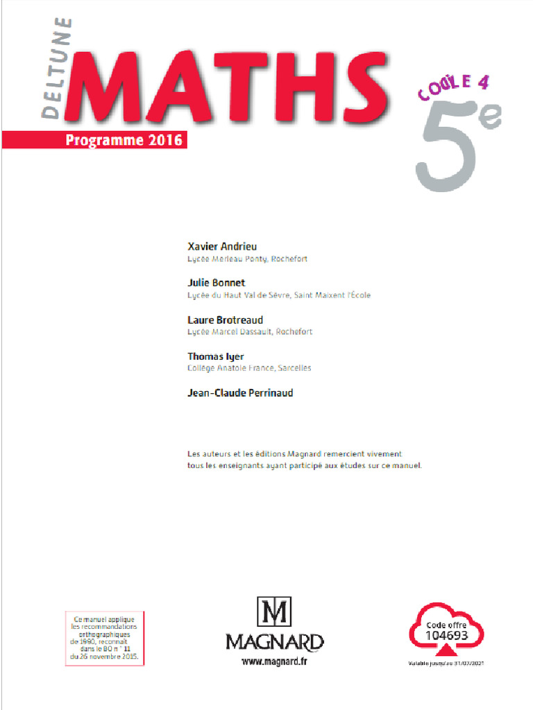 5ème MATHEMATIQUES MANUEL | PDF