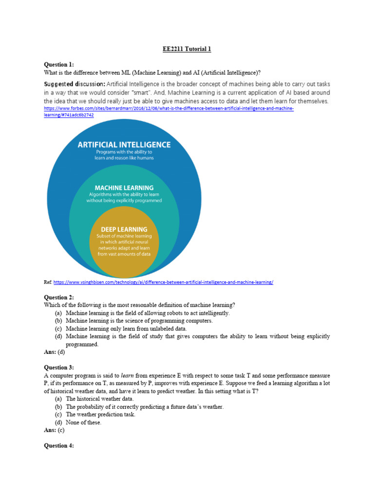 Tutorial1 Q&A PDF | PDF | Machine Learning | Statistical Classification