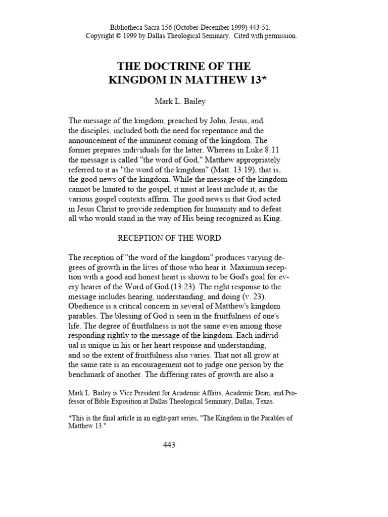 Bailey KingdomMat13 BS | PDF | Jesus | Gospel Of Matthew
