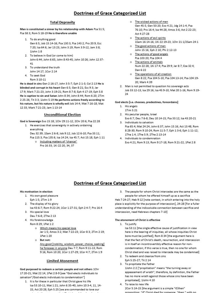 Docttrines of Grace Categorized List | PDF | Sin | Religious Belief And ...