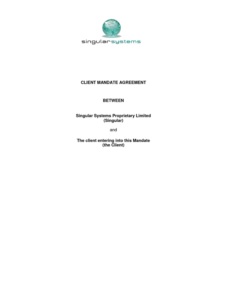 Singular Client Mandate Agreement - Bula Tsela | PDF | Indemnity ...