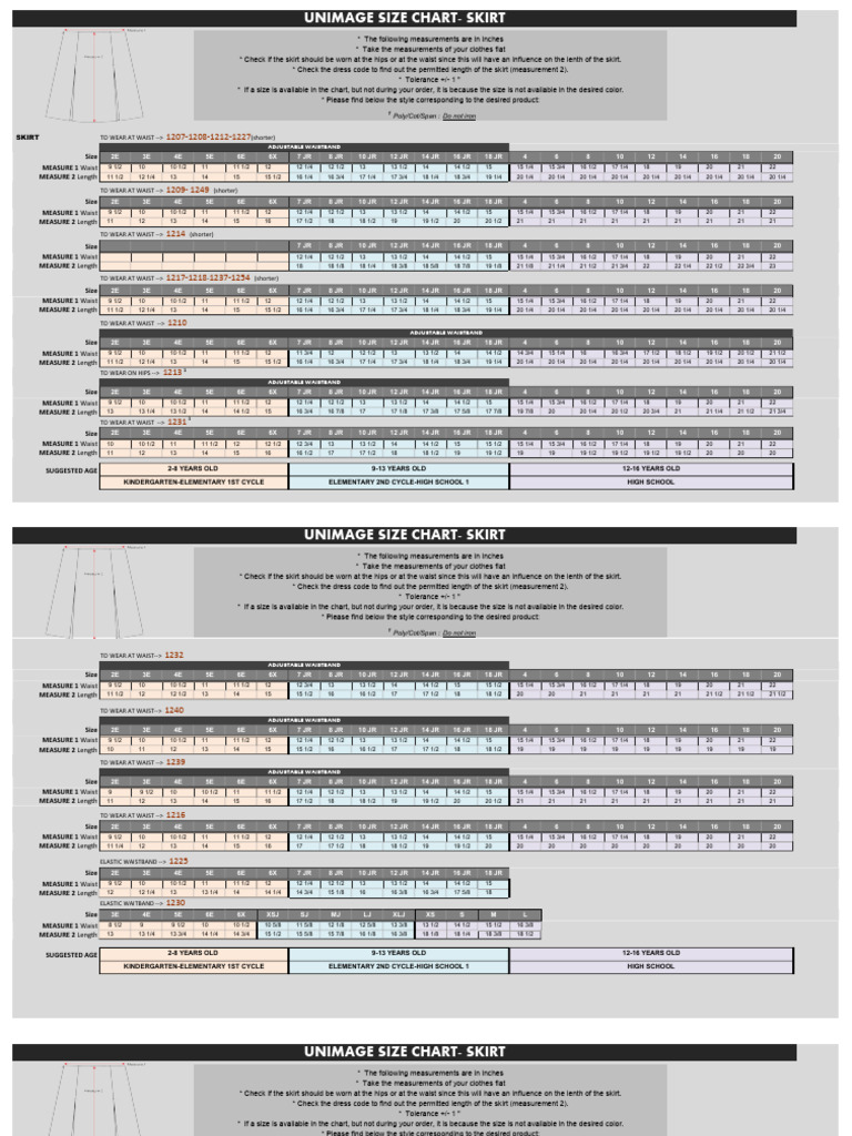 Sizing chart | PDF
