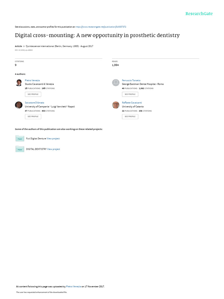 Digital Cross-Mounting A New Opportunity in Prosth | PDF | Dental ...