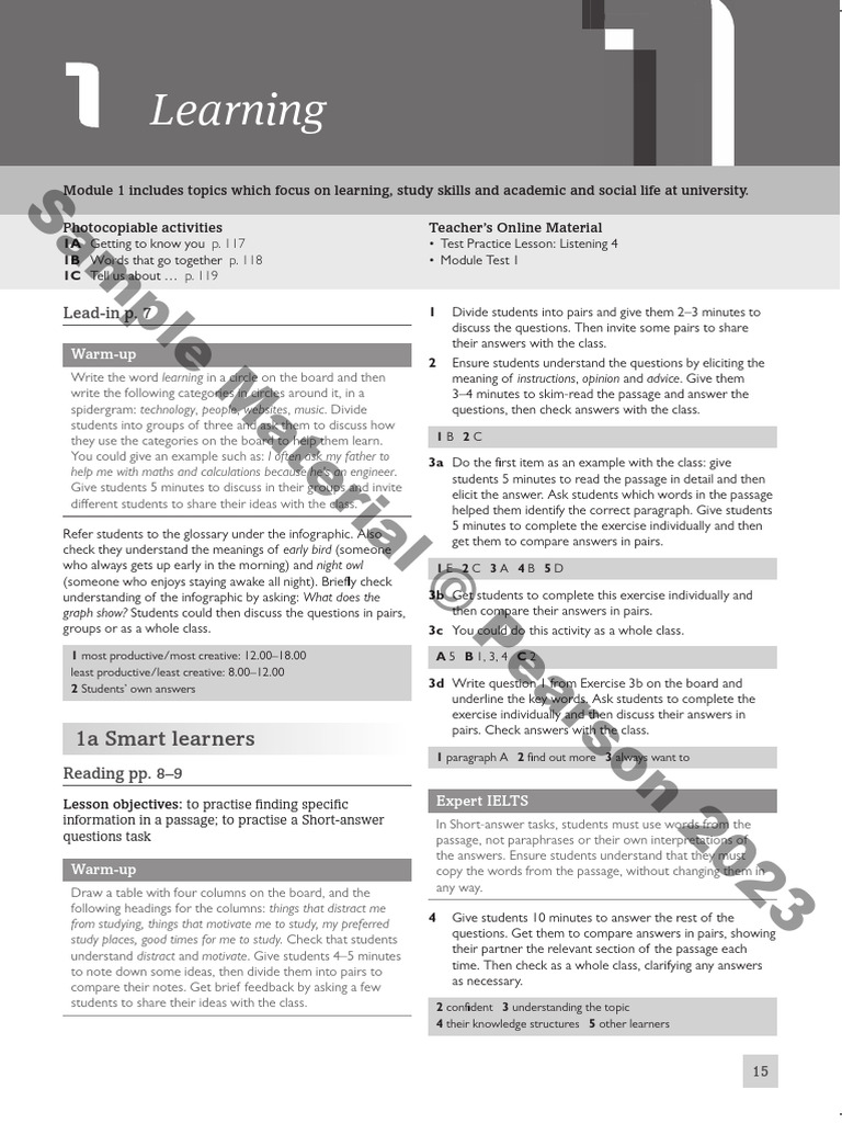 Expert IELTS B5 U1 - Teacher's Book | PDF