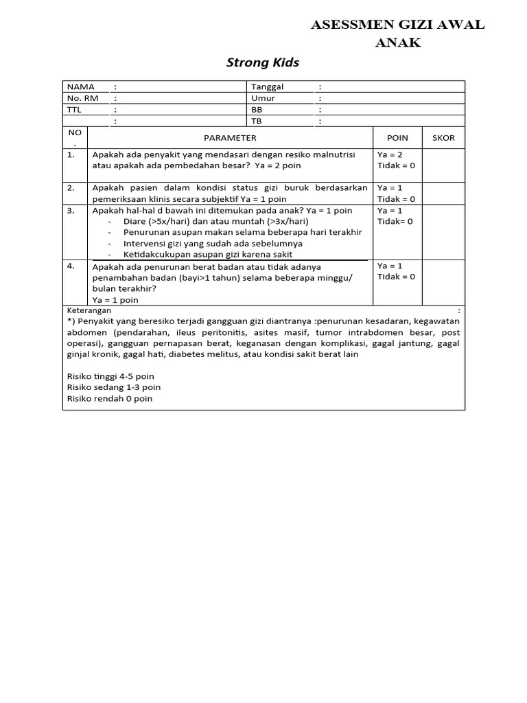 Penilaian Risiko Gizi Anak | PDF