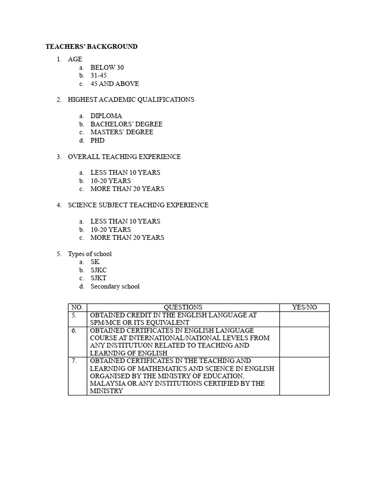Needs Analysis Esp Questionnaire | PDF | English Language | Academic Degree