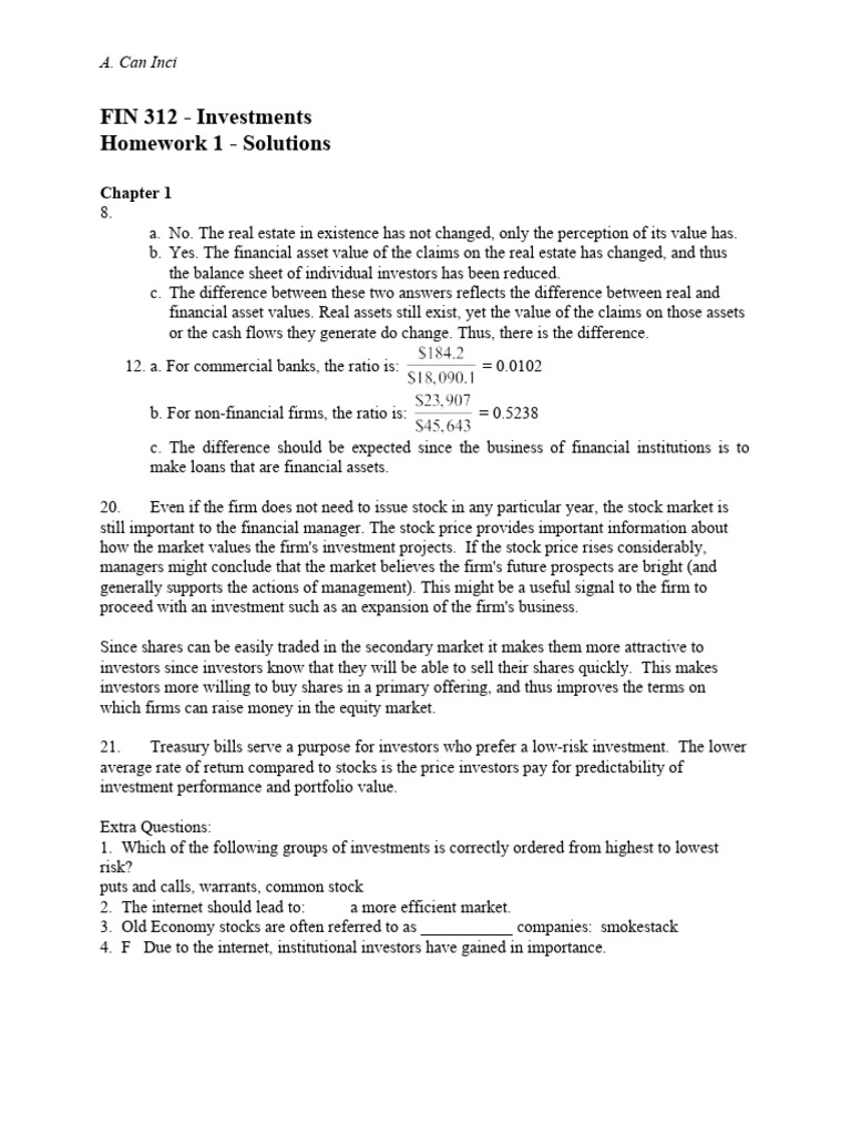 HW 01 Solution | PDF | Stocks | Investing