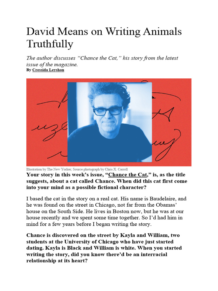 5 David Means On Writing Animals Truthfully | PDF