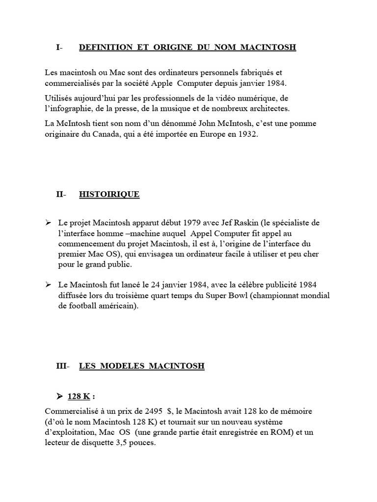 Definition Et Origine Du Nom Macintosh | PDF