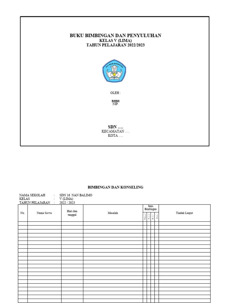 Contoh Buku Bimbingan Konseling SD | PDF
