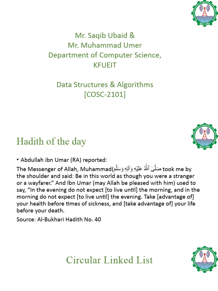 Lecture - 4 - Circular Linked List in Data Structure | PDF | Computer Programming | Algorithms ...