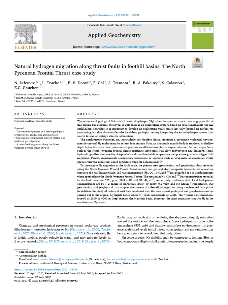 Natural Hydrogen Migration in Pyrenees | PDF | Geophysics | Seismology