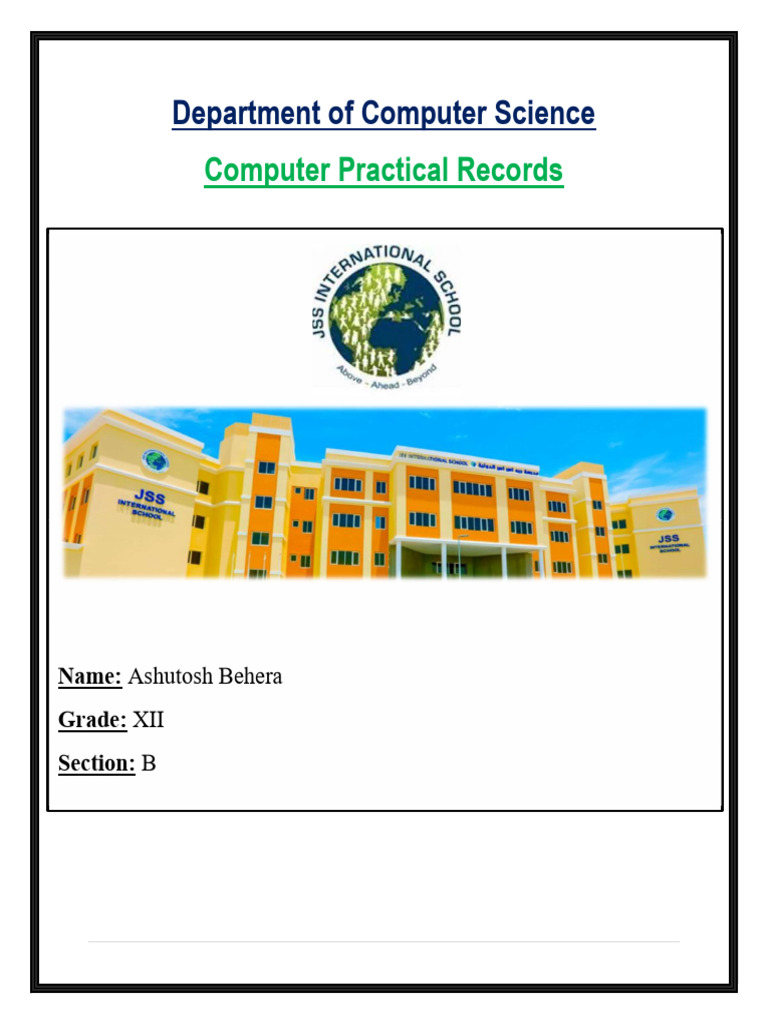 Ashutosh Behera - 12 B - IsC Computer Science Practical File | PDF | Matrix (Mathematics) | Numbers