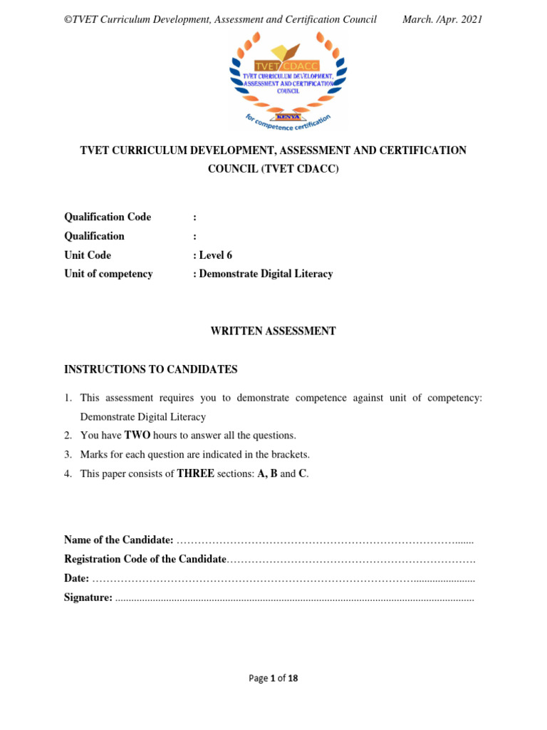 Digital Literacy Candidate Tool | PDF | Database Index | World Wide Web