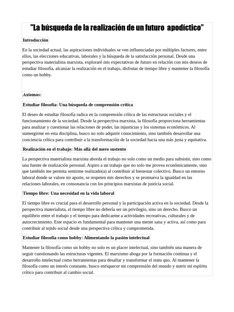 Ensayo Sobre Mi Futuro | PDF | marxismo | Intelectual