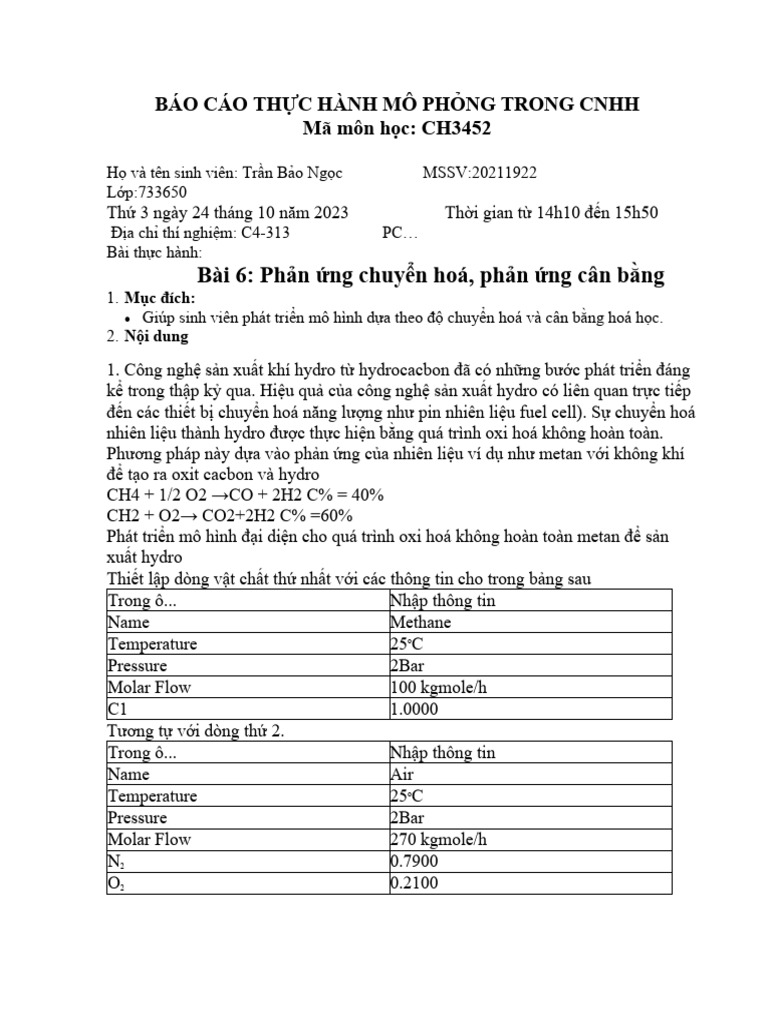 BÁO CÁO THỰC HÀNH MÔ PHỎNG TRONG CNHH | PDF