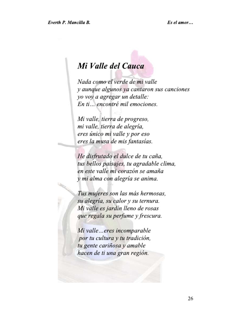 Mi Valle Del Cauca - Poema | PDF