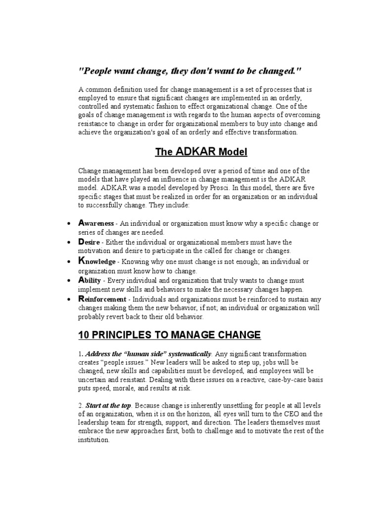 People want change, they don't want to be changed | PDF | Change ...