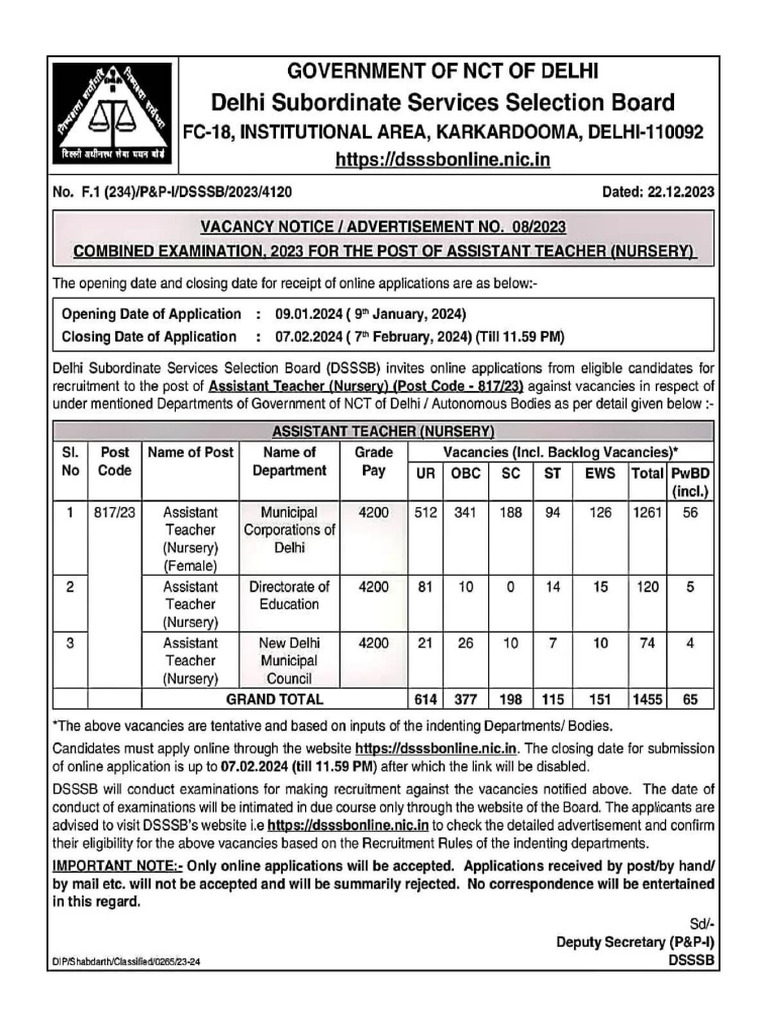 DSSSB Teacher 27 12 | PDF