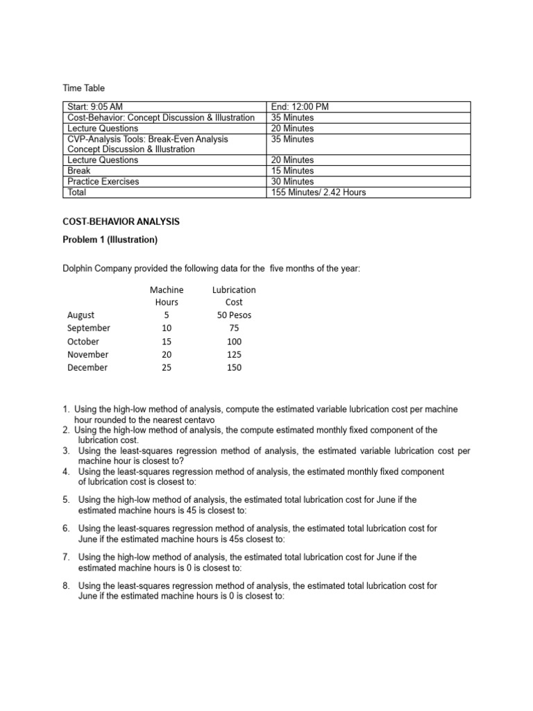 Cost Behavior CVP Analysis Break Even Point Quali Review | Download ...