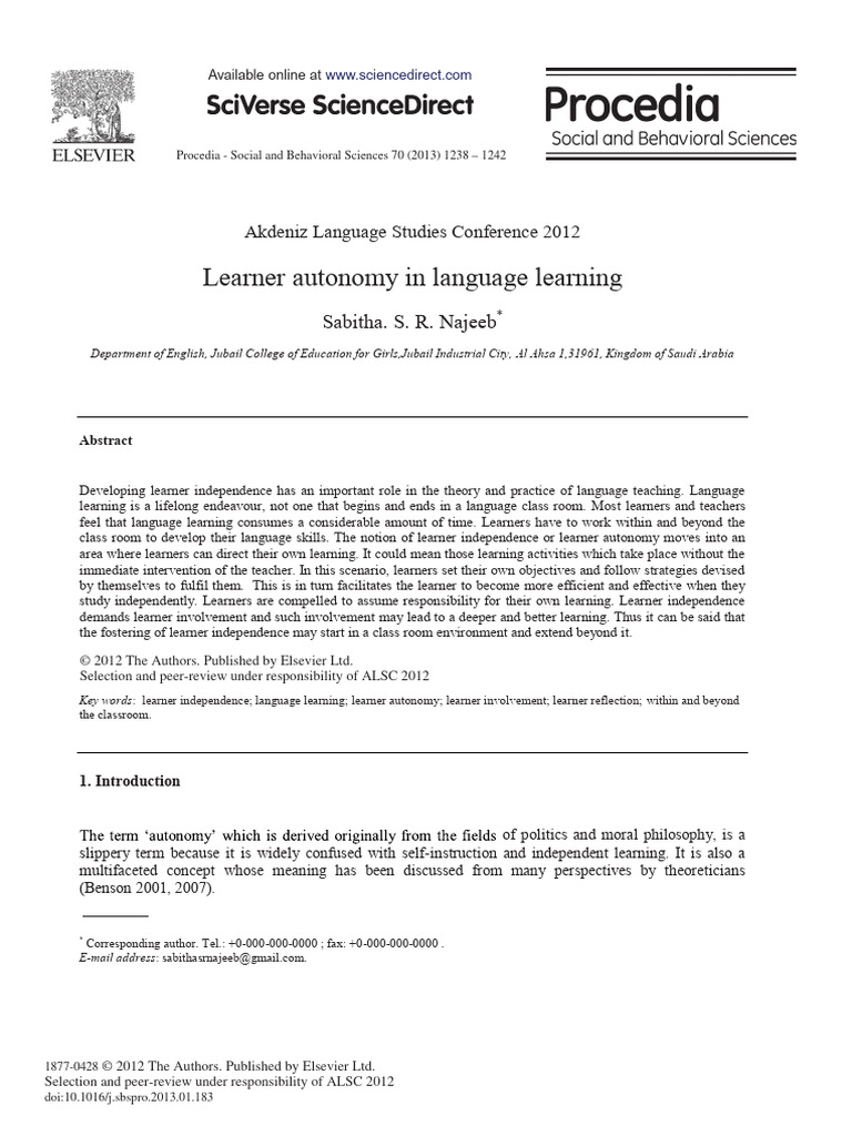 ARTÍCULO Learner - Autonomy - in - Language - Learning | PDF | Learning | Autonomy